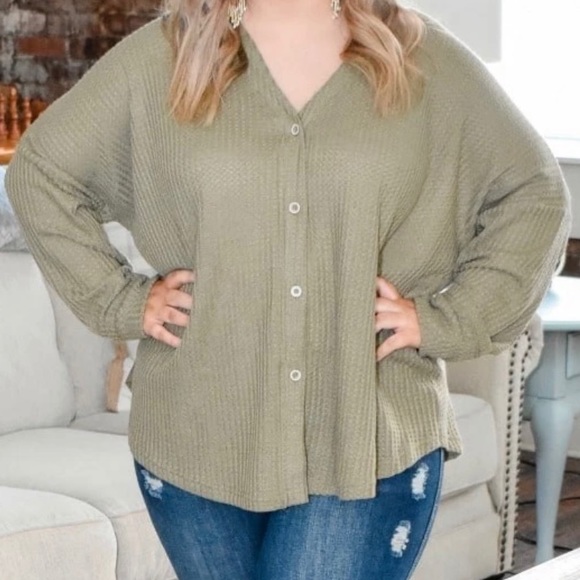 Tops | Olive Button Top | Poshmark